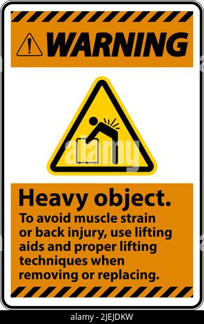 Warning Heavy Object Use Lifting Aids Label On White Background Stock ...