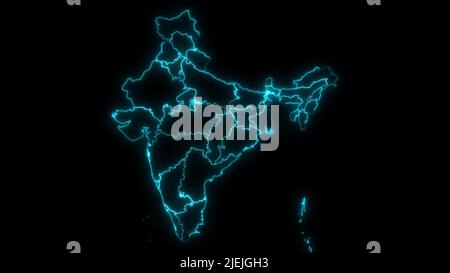 india map flag territory black background illustration Stock Photo - Alamy