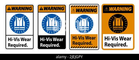 Warning Sign Hi-Vis Wear Required on white background Stock Vector ...