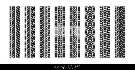 Auto tire tread seamless elements. Car tire patterns, wheel tyre tread ...
