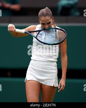 Mirjam Bjorklund during her match against Ons Jabeur on day one of the ...