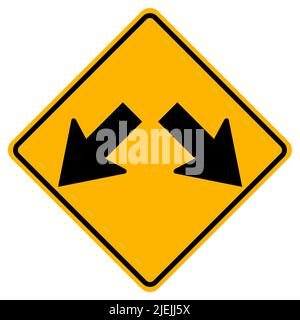 Warning signs Roadway splits on white background Stock Vector Image ...