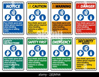 Face Shield, Apron And Rubber Gloves Required When Handling Batteries ...