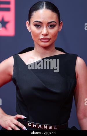 Tamera Kissen arrives at the BET Awards on Sunday, June 26, 2022, at ...