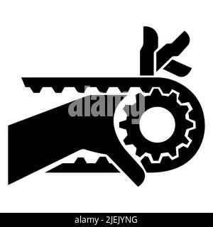 Hand Entanglement Notched Belt Drive Symbol Sign Isolate on White ...