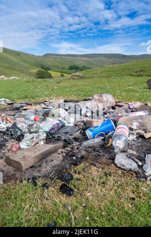 Rubbish left in countryside after campers have left their litter after ...