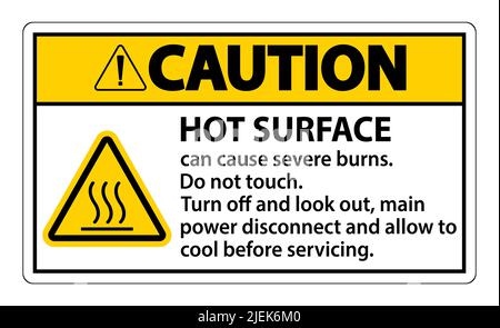 Caution - danger. Hot surface. Warning sign. Yellow triangle with black ...