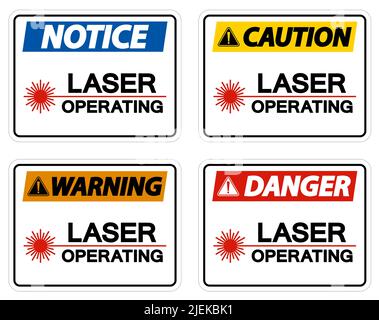Warning Safety Sign Laser Operating On White Background Stock Vector ...