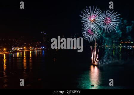 Fireworks display at beach, Pattaya, Chonburi, Thailand Stock Photo - Alamy