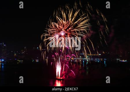 Fireworks display at beach, Pattaya, Chonburi, Thailand Stock Photo - Alamy