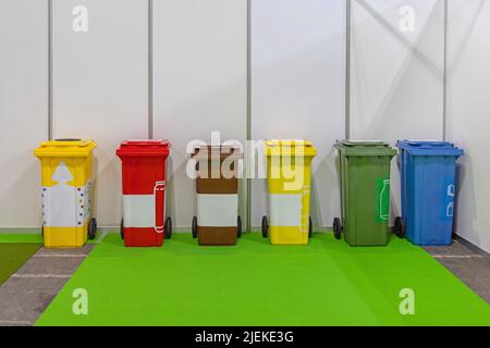 Colour Coded Sorting Waste Recycling Trash Wheelie Bins Stock Photo - Alamy