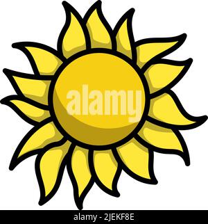 Sun Icon. Editable Bold Outline With Color Fill Design. Vector ...