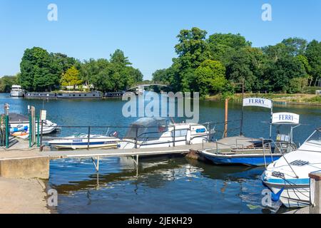 D'Oyly Island and River Thames from Towpath, Shepperton Lock and Weir ...