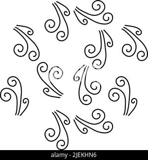 Hand drawn curly swish icon vector illustration, paint brush design ...