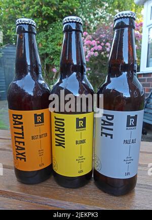 Rudgate brewery, Battleaxe Jorvik Pale craft ale bottles, York ...