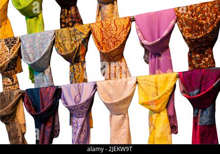 Sale of textiles on the Turkish market Stock Photo - Alamy