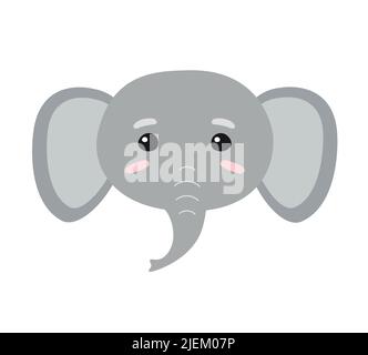 cute elephant head childish character vector illustration design Stock ...