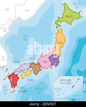 Japan map with neighbouring countries. Vector illustration Stock Vector ...