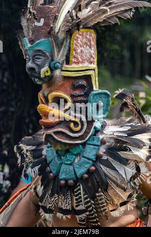 Demonstration of an ancient Mayan Priest performing a ceremony near ...