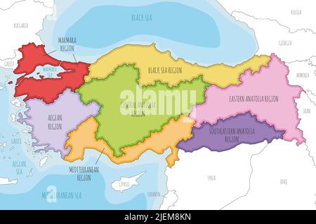 Colorful Turkey political map with clearly labeled, separated layers ...