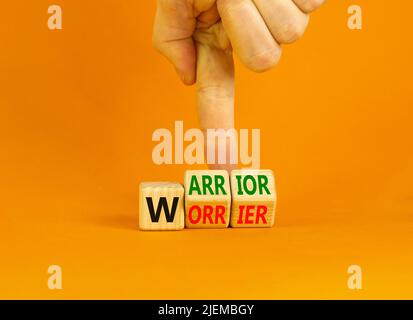 Warrior or worrier symbol. Concept words Be a warrior not a worrier on ...
