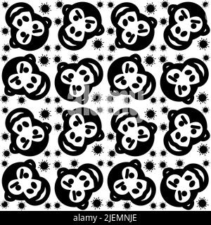 Monkeypox virus seamless pattern. Angry gorilla face repeating vector ...