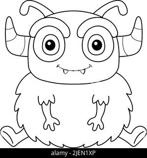 Sitting Monster Coloring Page Illustration Stock Vector Image & Art - Alamy