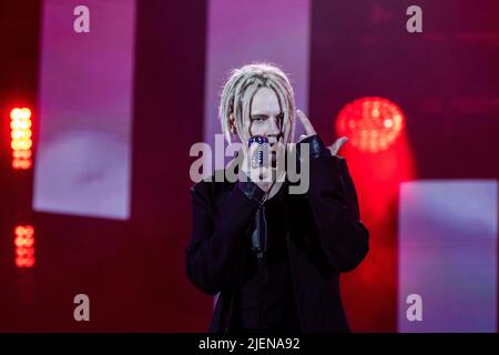 'Moscow. Singer SHAMAN (Yaroslav Dronov) performs at a solo concert at ...