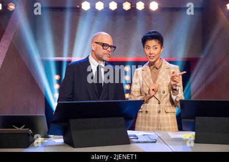 IRON CHEF: QUEST FOR AN IRON LEGEND, from left: host Kristen Kish ...