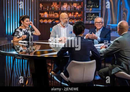 IRON CHEF: QUEST FOR AN IRON LEGEND, from left: hosts Alton Brown ...