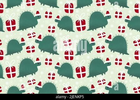 Christmas seamless dinosaur pattern for fabrics and packaging and gifts ...