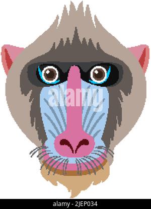 Mandrill face in cartoon style for children. Animal Faces Vector ...
