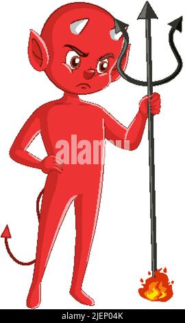 Wicked devil cartoon character on white background illustration Stock ...