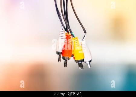 Wires with a triple double-sided plug tulip of the old generation close ...