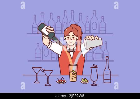 bartender cocktail shaker cartoon vector illustration Stock Vector ...