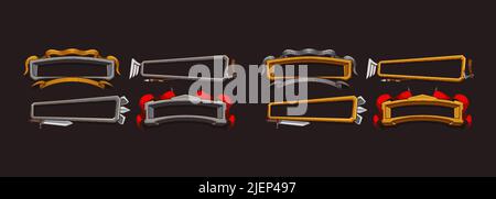 Fantasy frames with medieval weapon for rpg game ui design. Vector cartoon set of empty banners ...