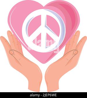 Heart and hands of Peace and love theme Vector illustration Stock ...