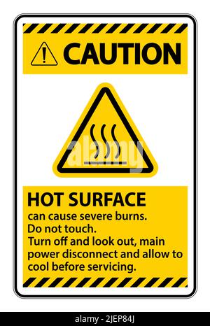 Caution - danger. Hot surface. Warning sign. Yellow triangle with black ...
