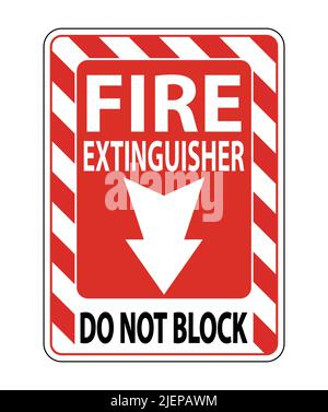 Fire Extinguisher Do Not Block sign on white background,Vector ...