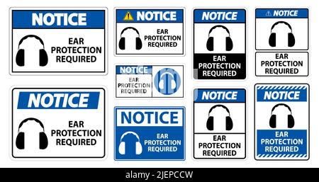 Notice Ear Protection Required Symbol Sign Isolate on transparent ...