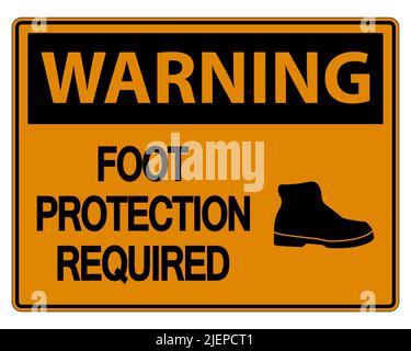 Warning Foot Protection Required Wall Symbol Sign Isolate on ...