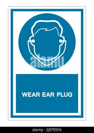 Symbol Wear Ear Plug Sign Isolate On White Background,Vector ...