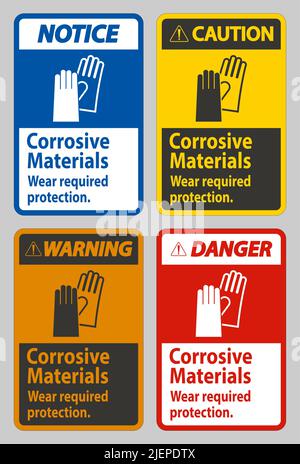 Corrosive Materials, Wear Required Protection Stock Vector Image & Art ...