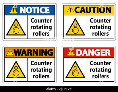 Caution counter rotating rollers sign on transparent background,vector ...