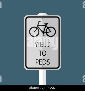 Bicycles Yield to Pedestrians Sign on transparent background,vector ...