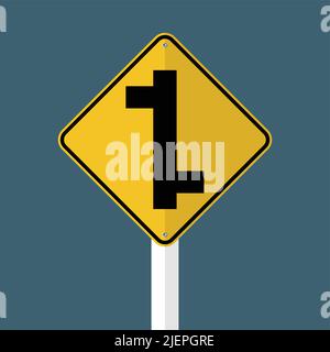 Staggered Junction Traffic Road Sign on transparent background,vector ...