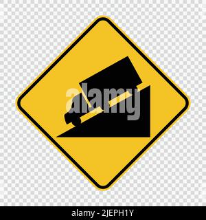 Truck DownHill Warning sign on transparent background,vector ...