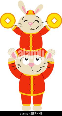 Cute happy chinese zodiac rabbits Stock Photo - Alamy