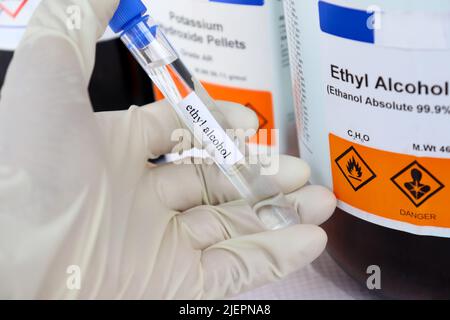 ethyl alcohol, a chemical used in laboratories and flammable Stock ...