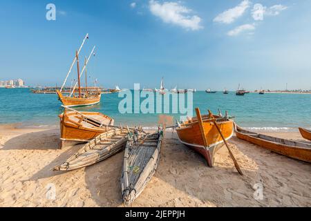Traditional boat used for pearl diving, Muharraq, Bahrain Stock Photo ...